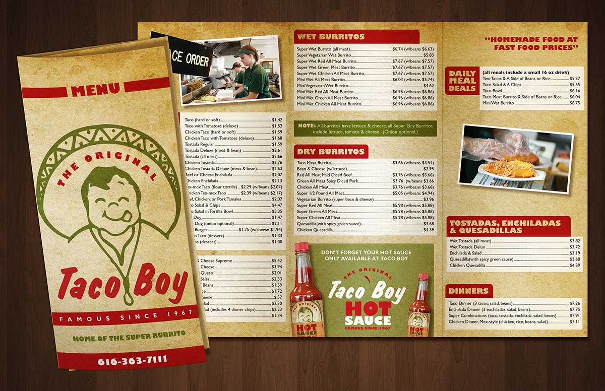 Taco Boy Packaging, Menu and Website – ottocreate.com
